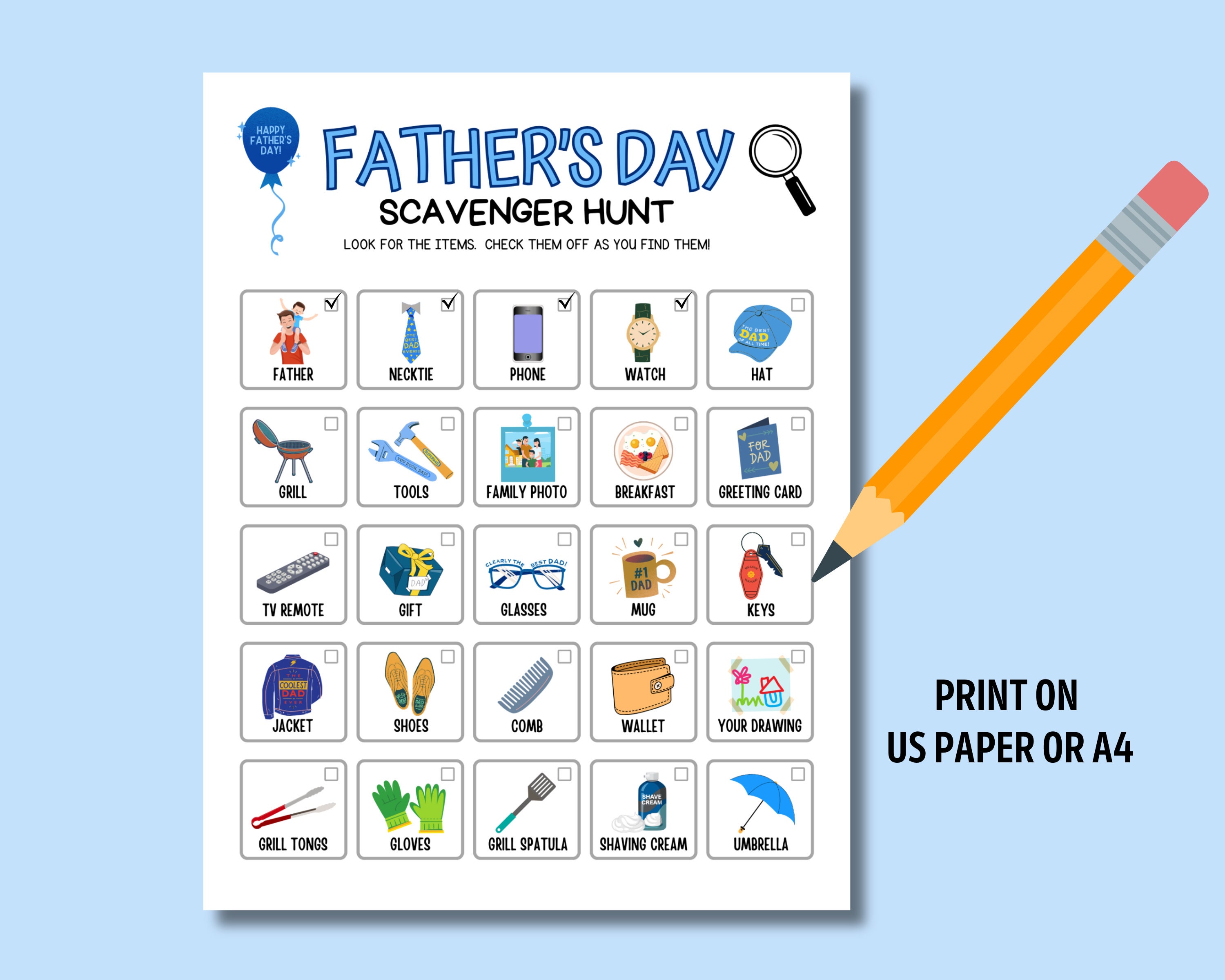 Father's Day Scavenger Hunt Game | Printable Father's Day Game Digital ...