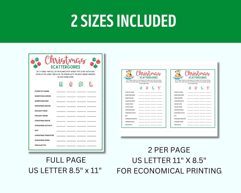 Christmas Scattergories Game: Printable Family Activity (digital ...