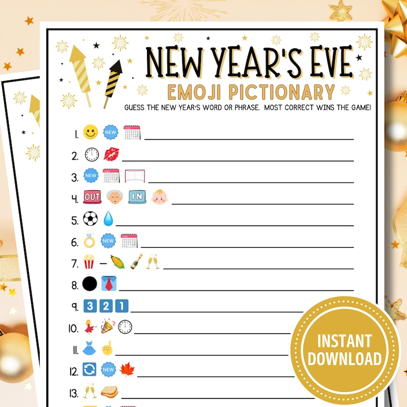 New Years Eve Games Emoji - Etsy