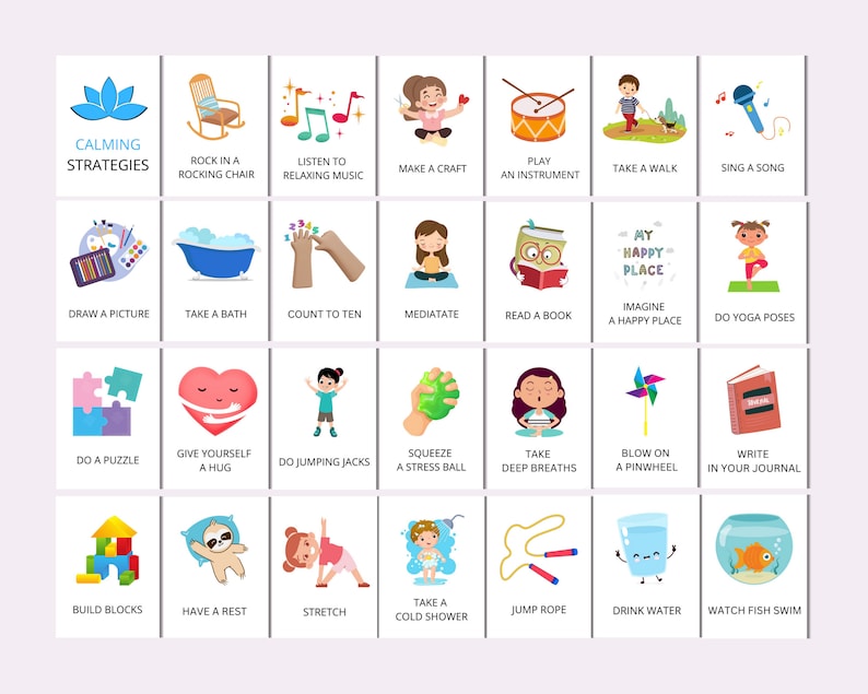 Kids Calming Strategies Flashcards: Emotion Regulation (digital ...