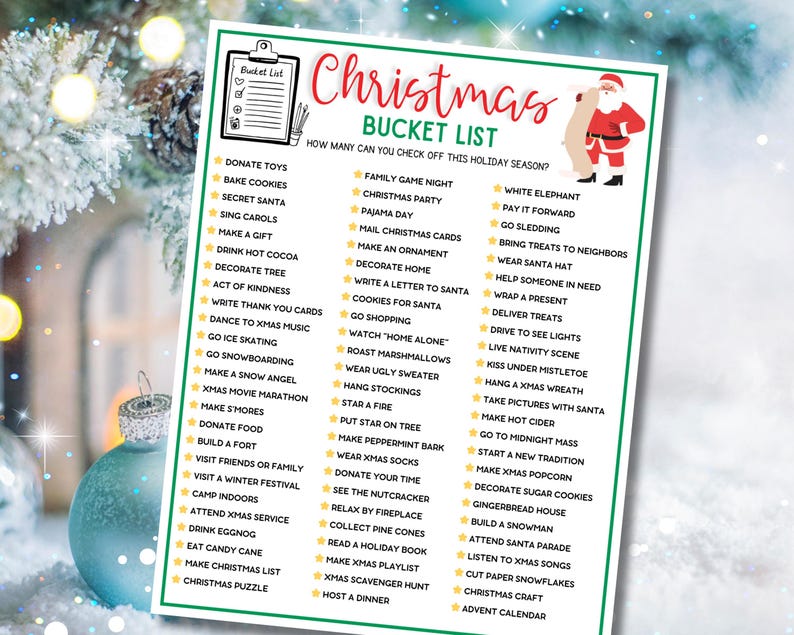 Christmas Bucket List Game: Printable Holiday Activity (digital ...