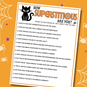 Halloween Superstition Trivia Game: Printable Party Activity (digital ...