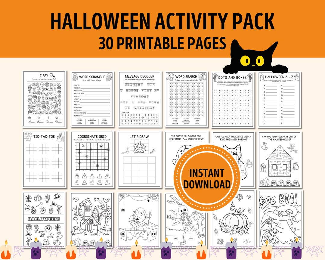 Kids Halloween Activity Bundle: Games, Puzzles, Coloring (digital ...