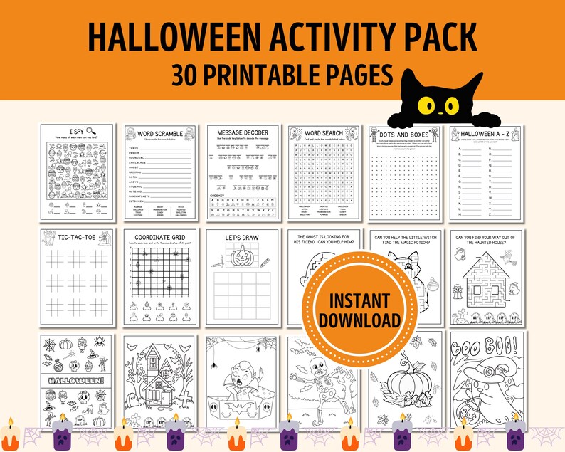 Kids Halloween Activity Bundle: Games, Puzzles, Coloring (digital ...