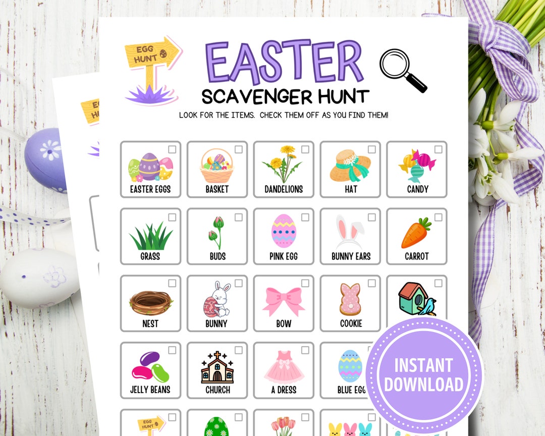 Kids Easter Scavenger Hunt Game | Printable Easter Game Digital ...