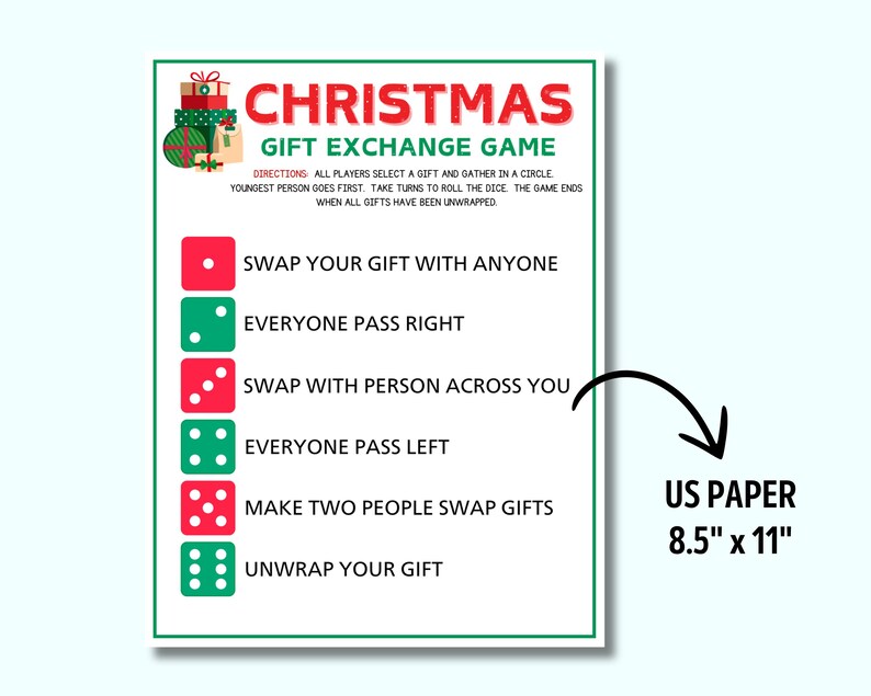 Christmas Dice Gift Exchange Game: Fun Holiday Party | Christmas Game ...