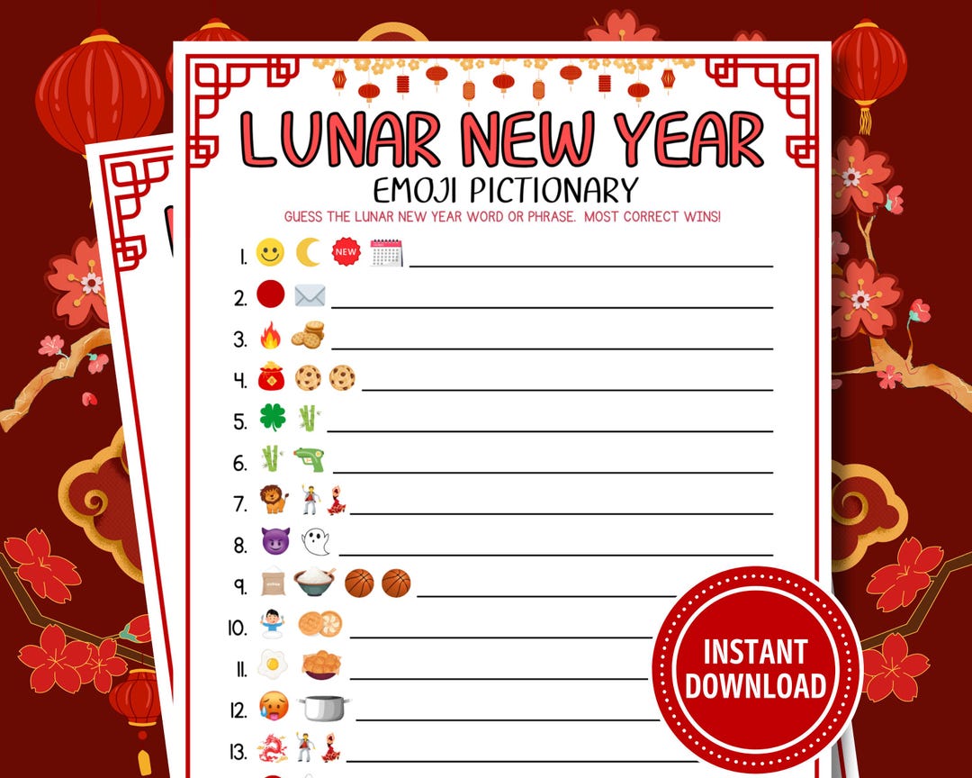 Lunar New Year Emoji Pictionary Game: Printable Activity (PDF) - Etsy
