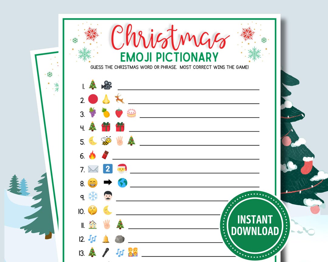 Christmas Emoji Pictionary Game | Printable Christmas Game Digital ...