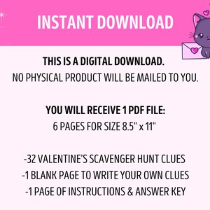 Valentine's Scavenger Hunt Riddles: 32 Clue Cards (PDF Download) - Etsy