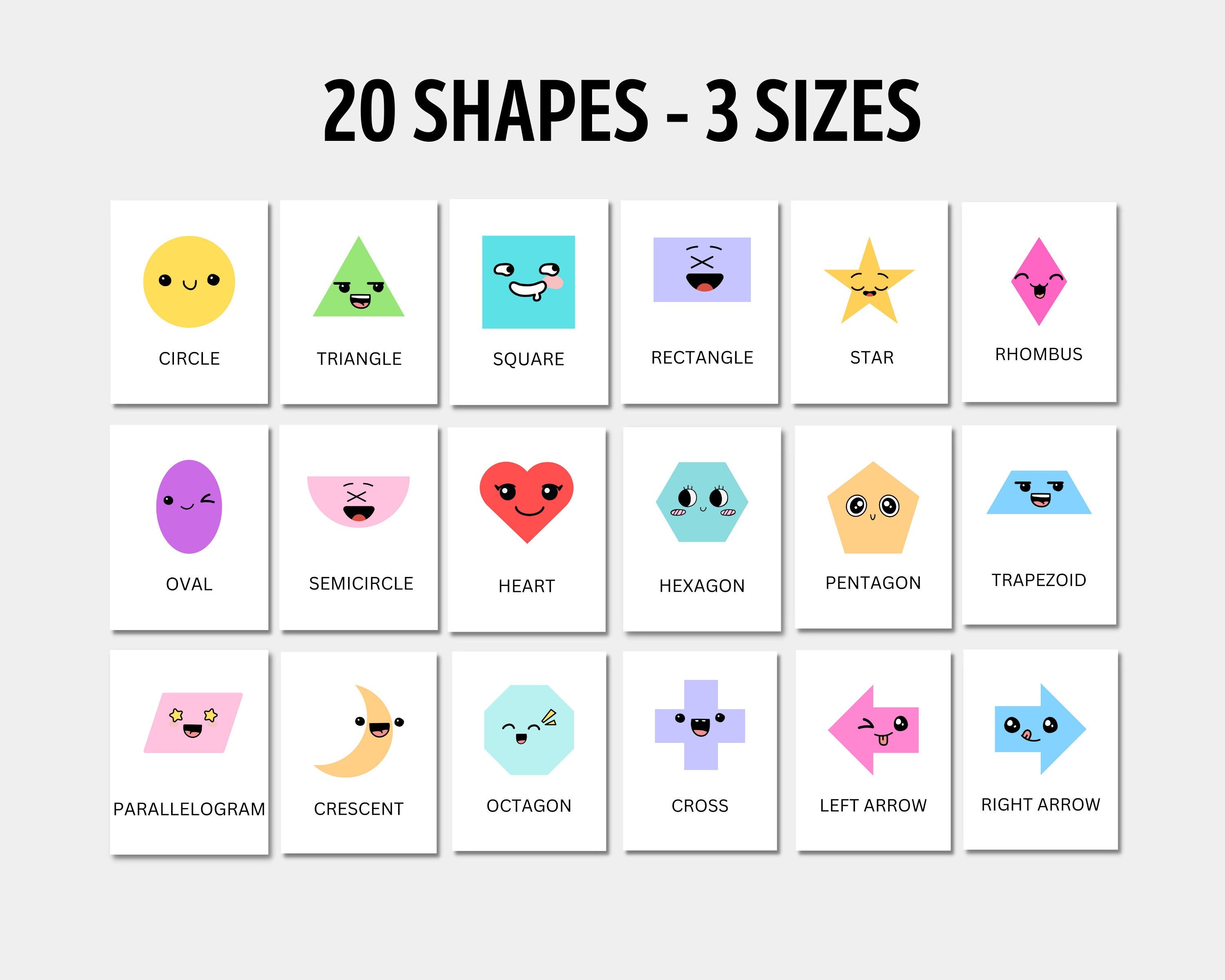 Geometric Shapes Flashcards: Colorful Basics for Toddlers (printable ...