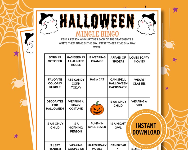 Halloween Mingle Bingo Game: Printable Party Activity (PDF) - Etsy