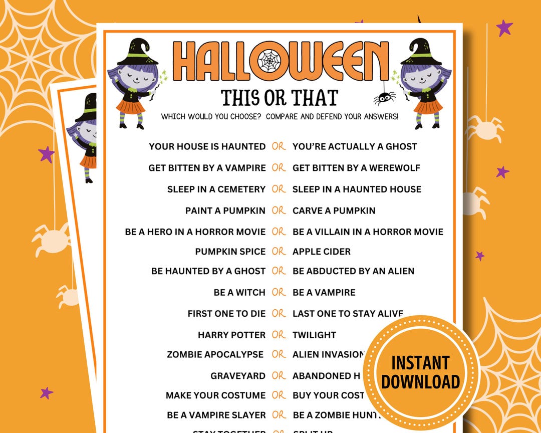 Halloween This or That Game: Printable Party Game (digital Download) - Etsy