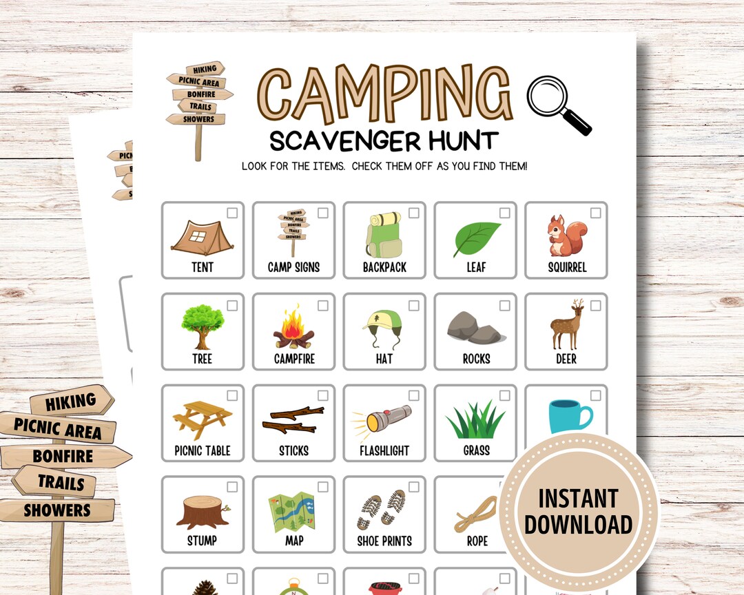 Camping Scavenger Hunt Game: Outdoor Kids Activity (digital Download ...