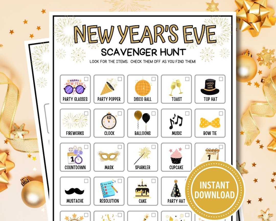 Kids New Year's Eve Scavenger Hunt Game (printable Digital Download) - Etsy
