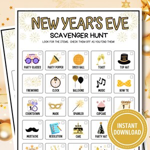 Kids New Year's Eve Scavenger Hunt Game (printable Digital Download) - Etsy