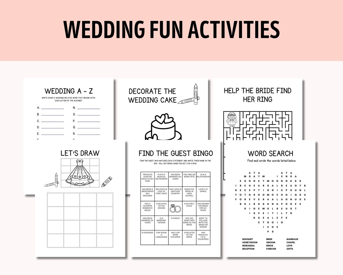 Kids Wedding Activity Printable Pack | Wedding Activity Pack for Kids ...