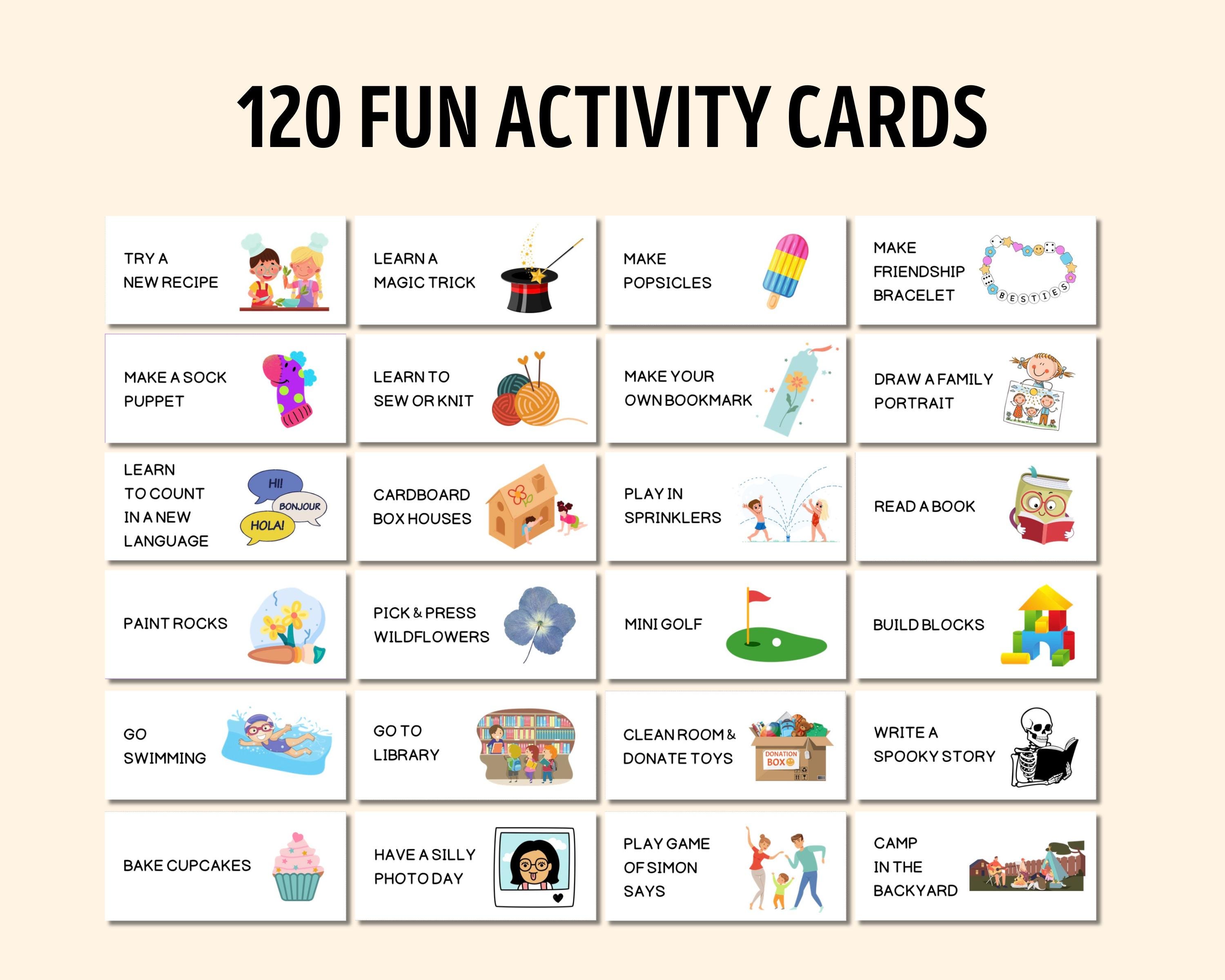 120 Kids' Activity Cards: Printable Boredom Busters - Etsy