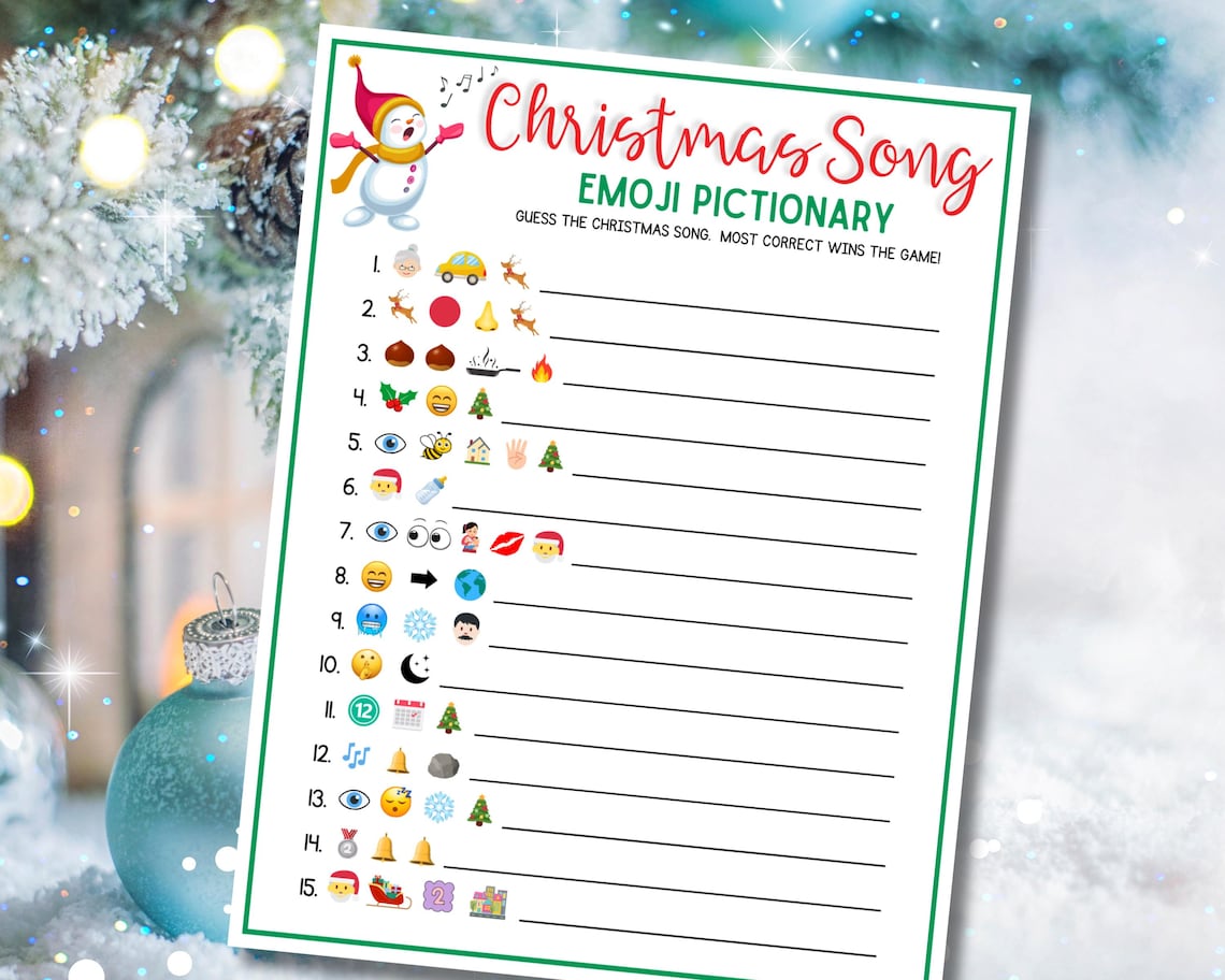Christmas Song Emoji Pictionary Game | Printable Christmas Game Digital ...
