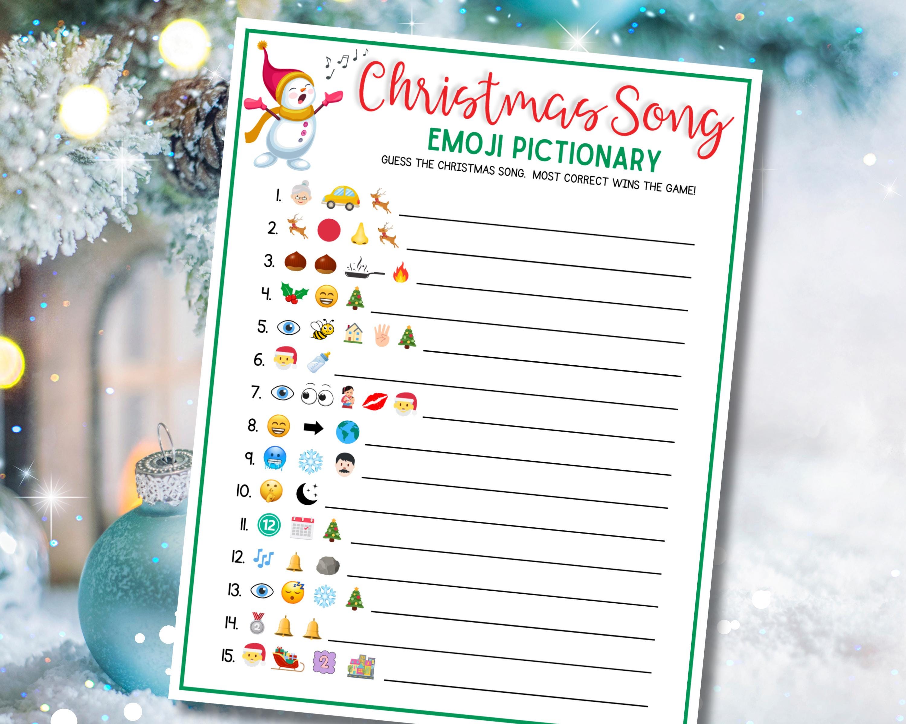 Christmas Song Emoji Pictionary Game: Printable Party Game (digital ...