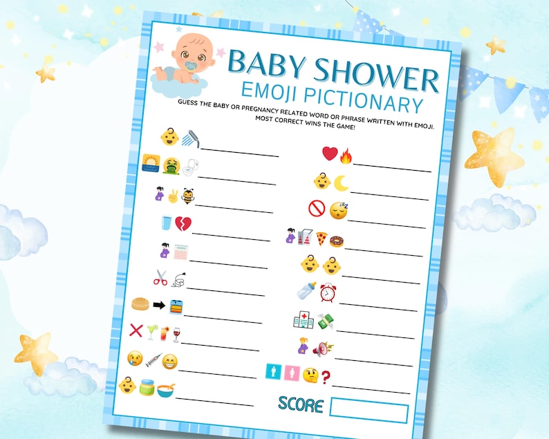 Baby Boy Shower Emoji Pictionary Game (printable Digital Download) - Etsy