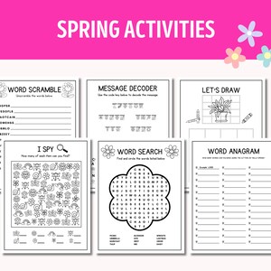 Kids Spring Printable Activity Bundle | Digital Download Games | Spring ...