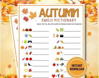 Fall Emoji Pictionary Game: Printable Autumn Activity (PDF) - Etsy