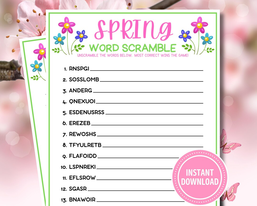 Spring Word Scramble Game | Printable Spring Game Digital Download ...