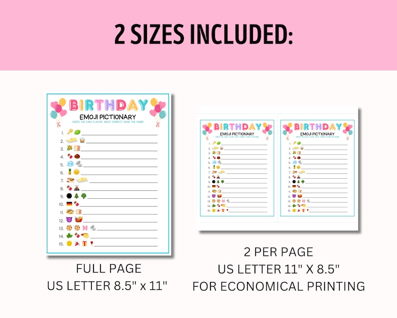 Birthday Emoji Pictionary Game: Cake Flavor Guessing (digital Download ...