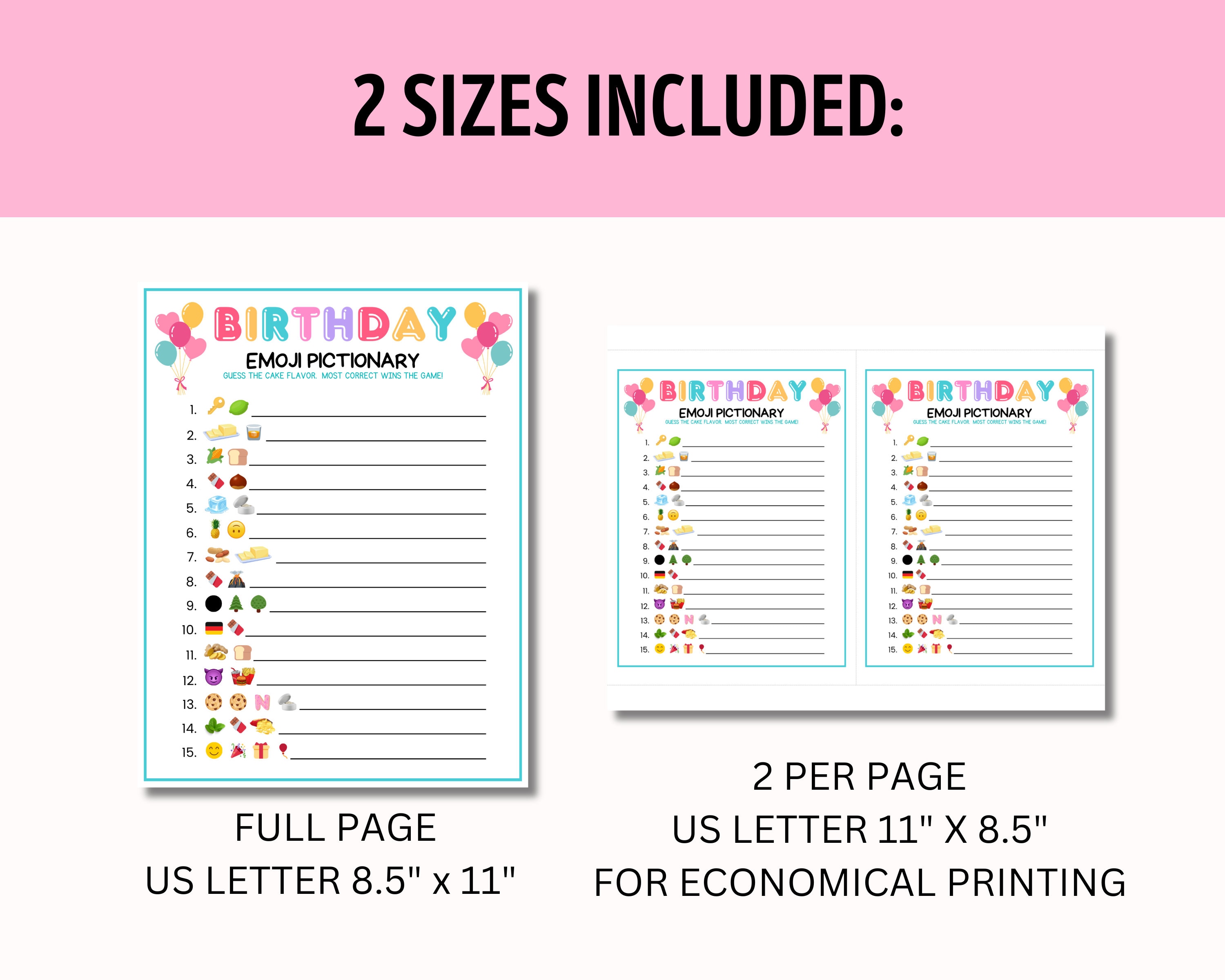 Birthday Emoji Pictionary Game: Cake Flavor Guessing (digital Download ...