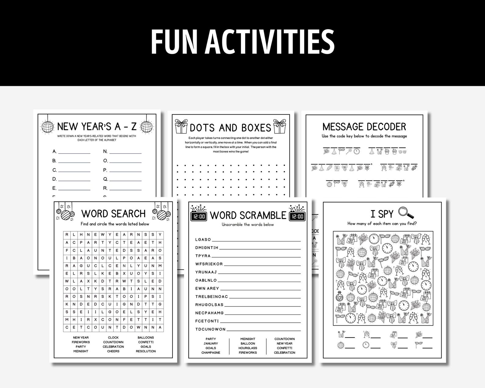 Kid New Years Activity 2025 | Printable New Year's Game | New Year's ...