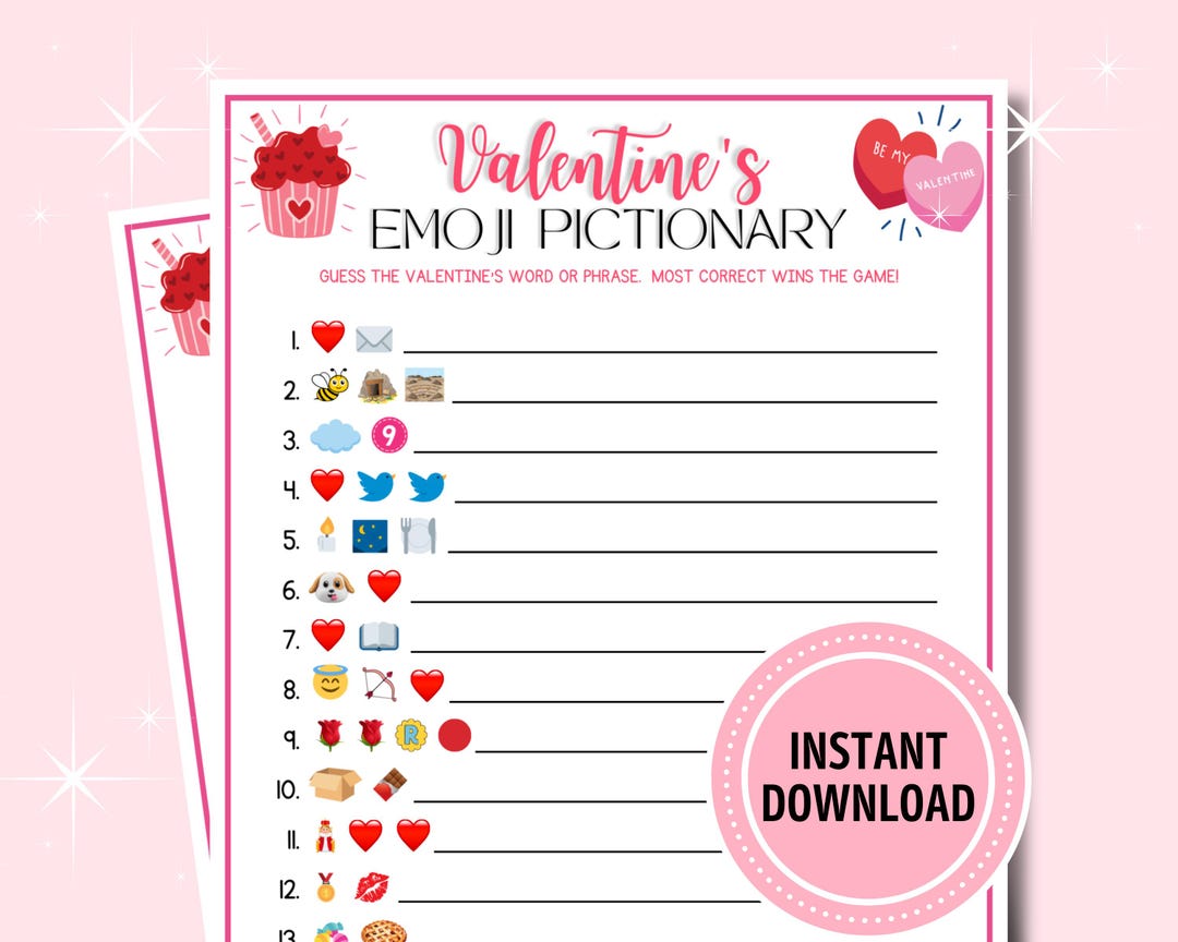 Valentine's Emoji Pictionary Game: Printable Party Activity (PDF) - Etsy