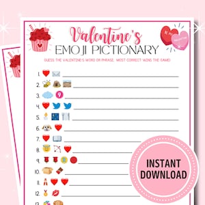 Valentine's Emoji Pictionary Game: Printable Party Activity (PDF) - Etsy