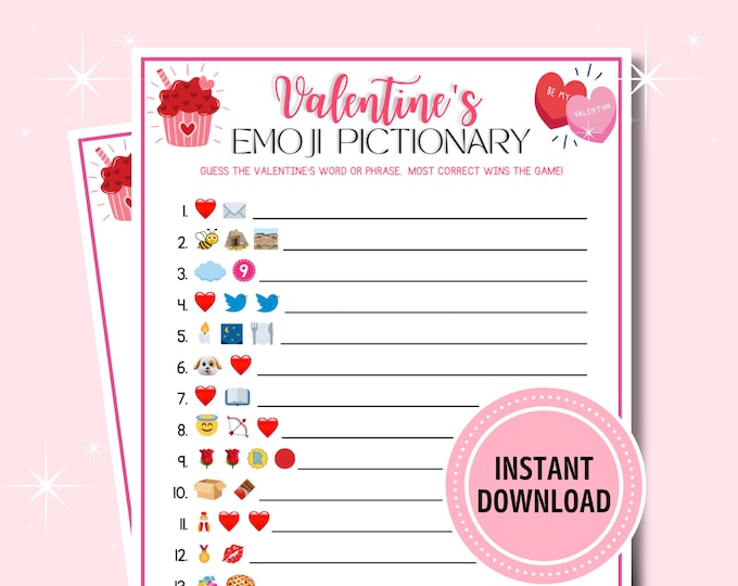 Valentine's Charades Game | Valentine's Pictionary | INSTANT Download ...