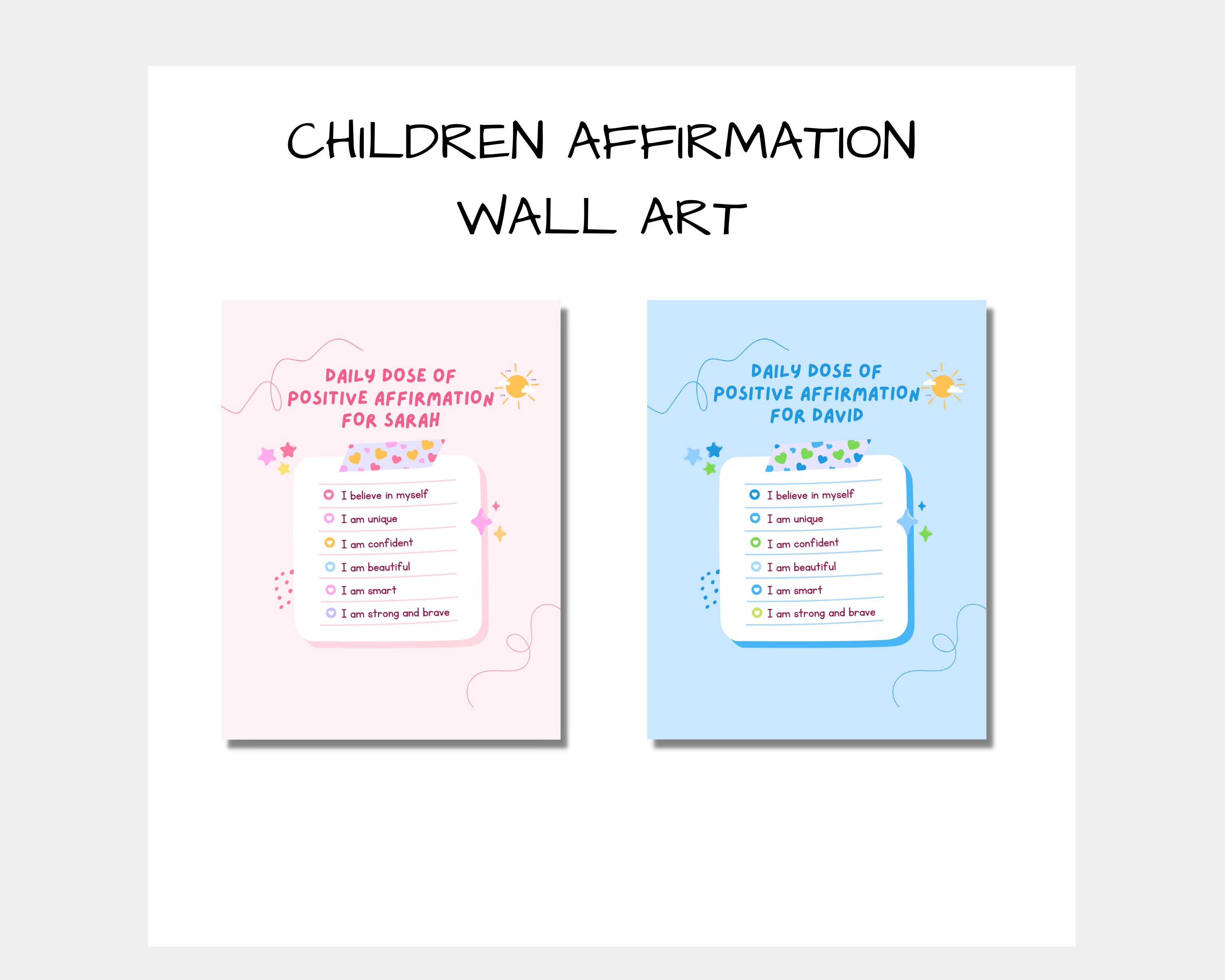 Kids Affirmations Printable, Children Affirmation Wall Art ...
