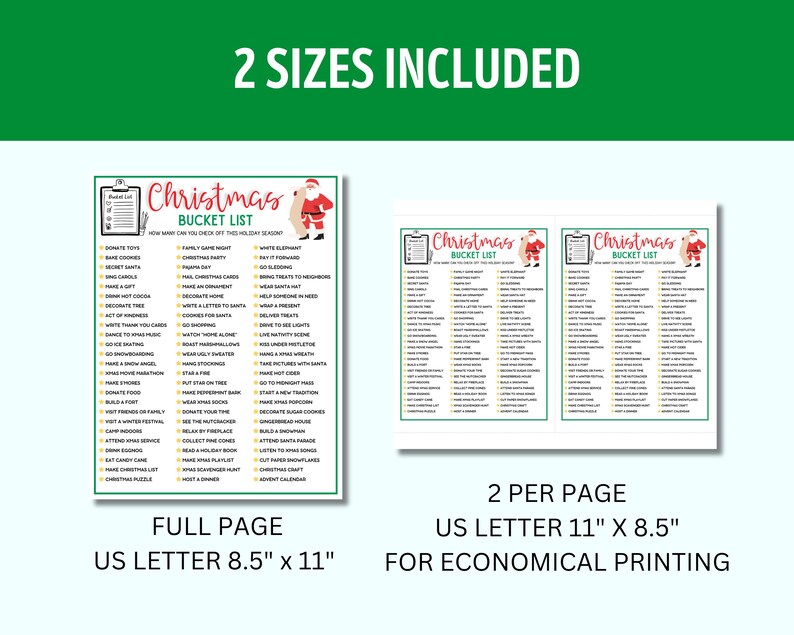 Christmas Bucket List Game: Printable Holiday Activity (digital ...
