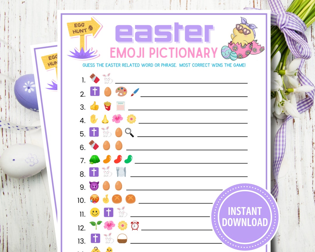 Easter Emoji Pictionary Game: Family Easter Activity (printable PDF) - Etsy