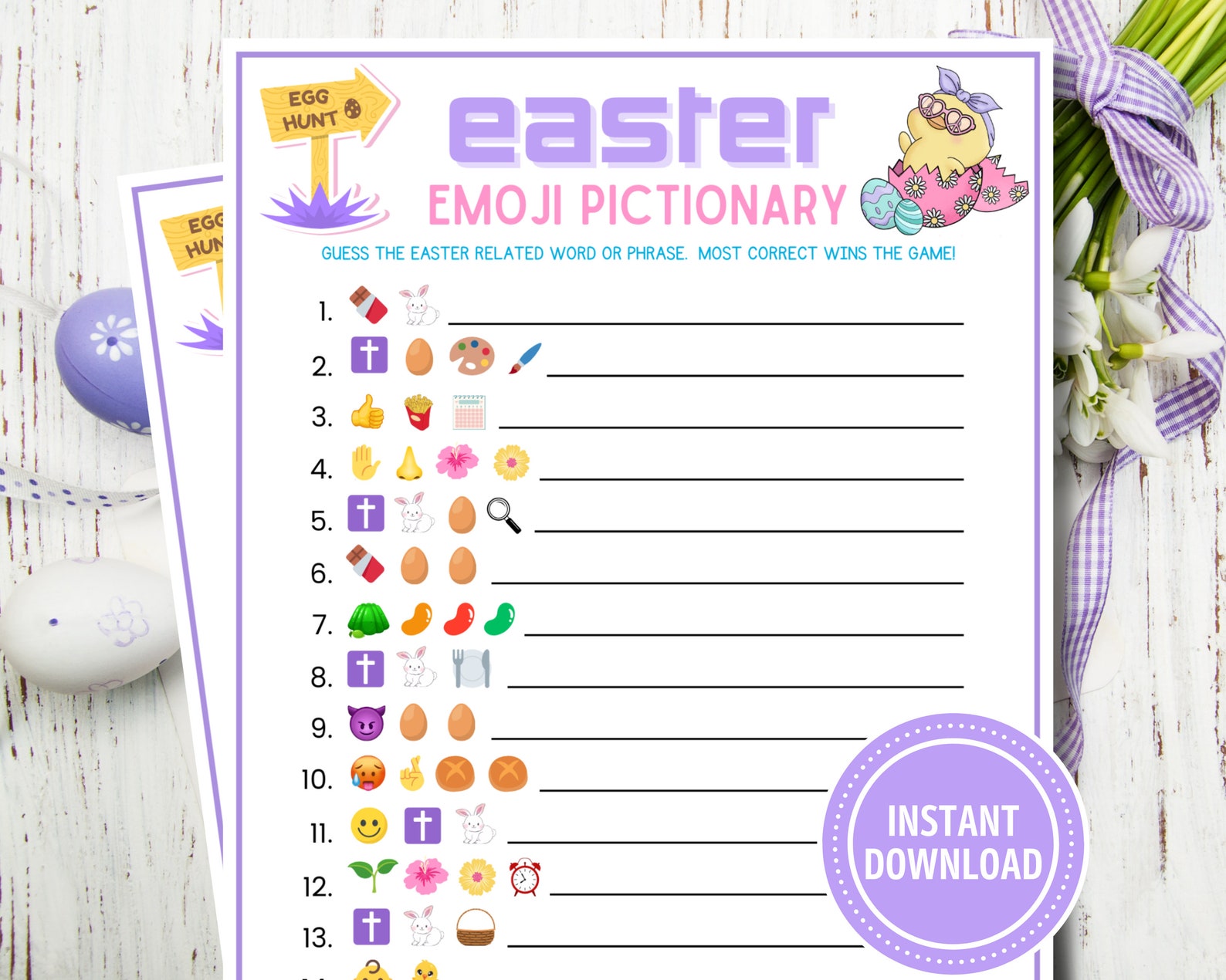 Easter Emoji Pictionary Game | Printable Easter Game | Easter Game for ...