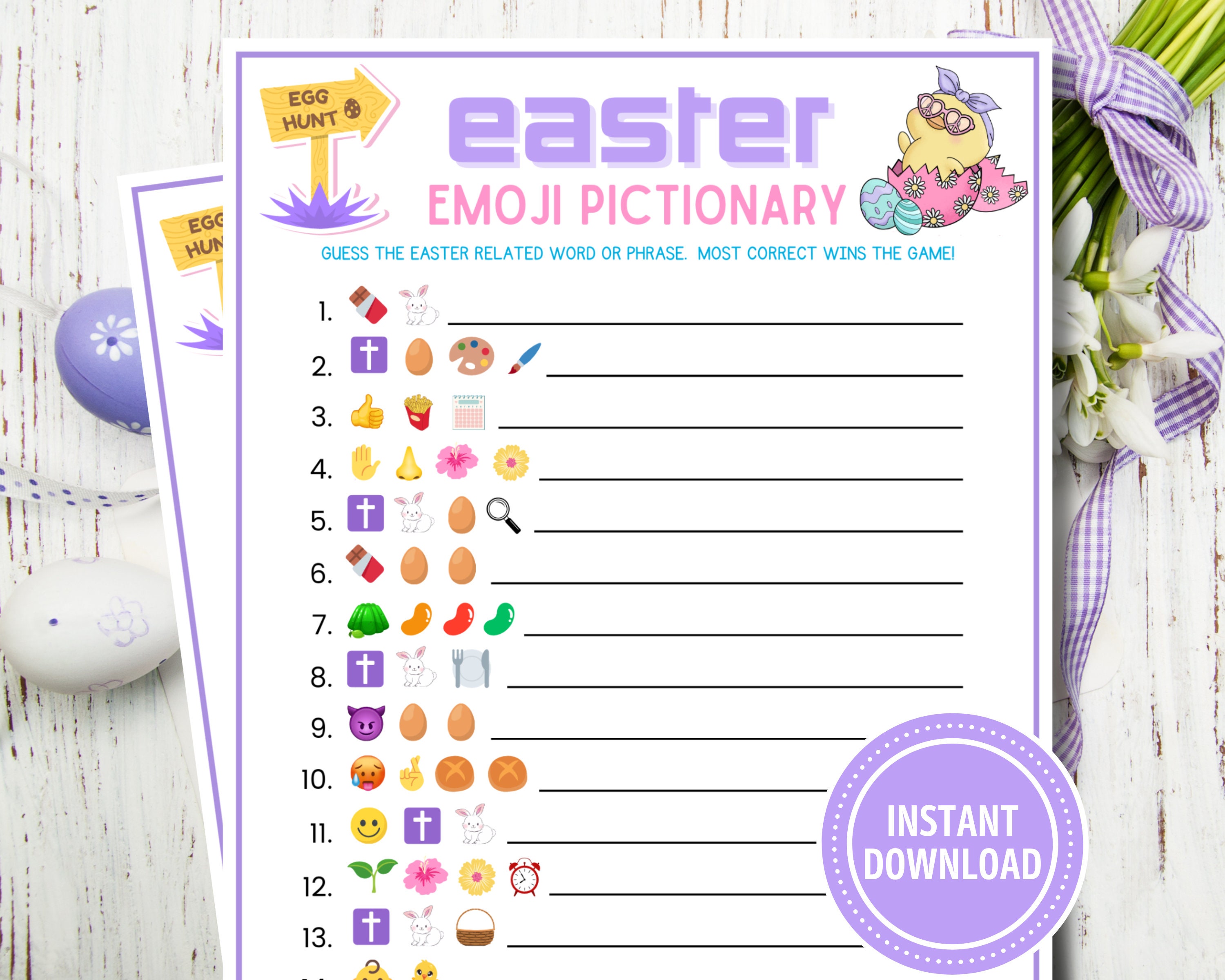 Easter Emoji Pictionary Game: Family Easter Activity (printable PDF) - Etsy