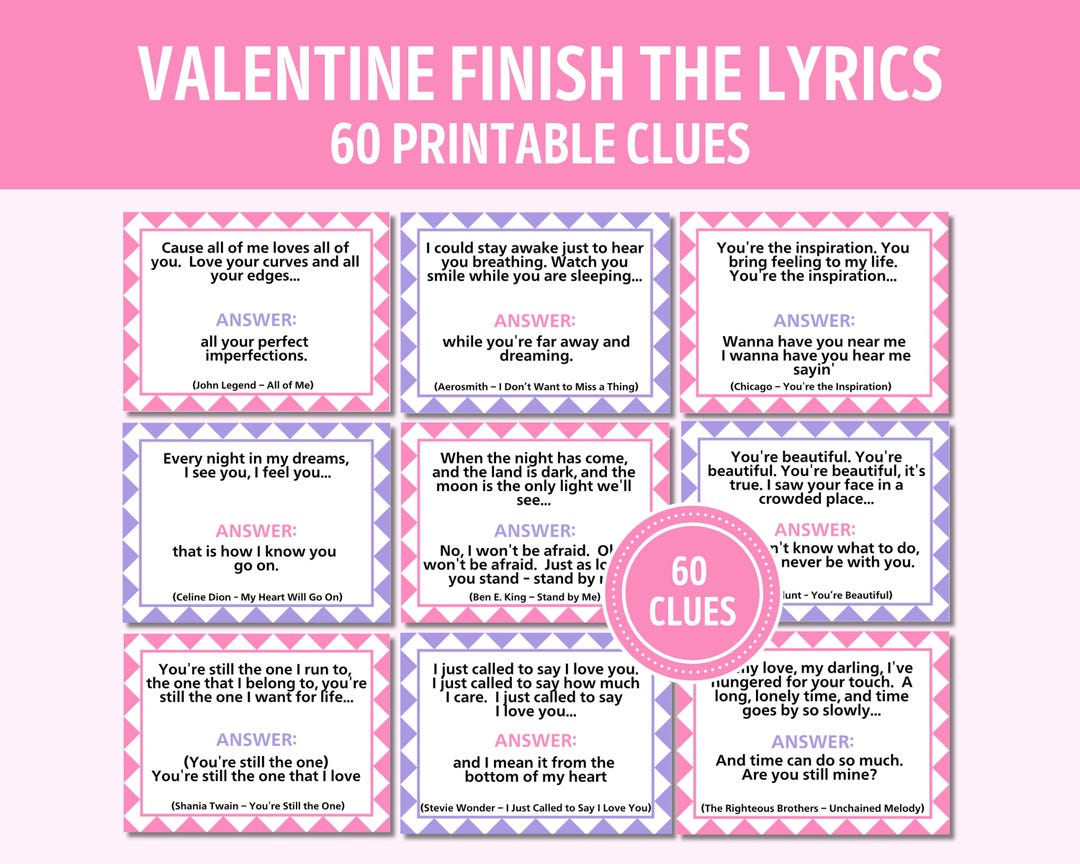 Valentine Finish the Lyrics | Valentine Finish the Song Printable Game丨 ...