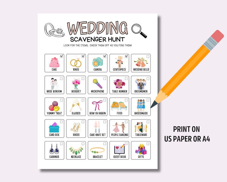 Kids Wedding Scavenger Hunt Game: Printable Treasure Hunt (digital ...