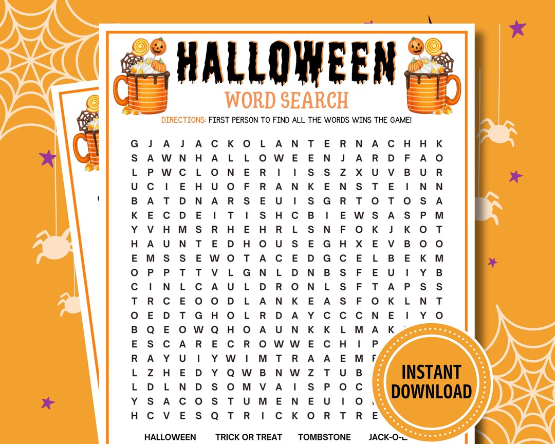 Halloween Word Search Game | Printable Halloween Game Digital Download ...