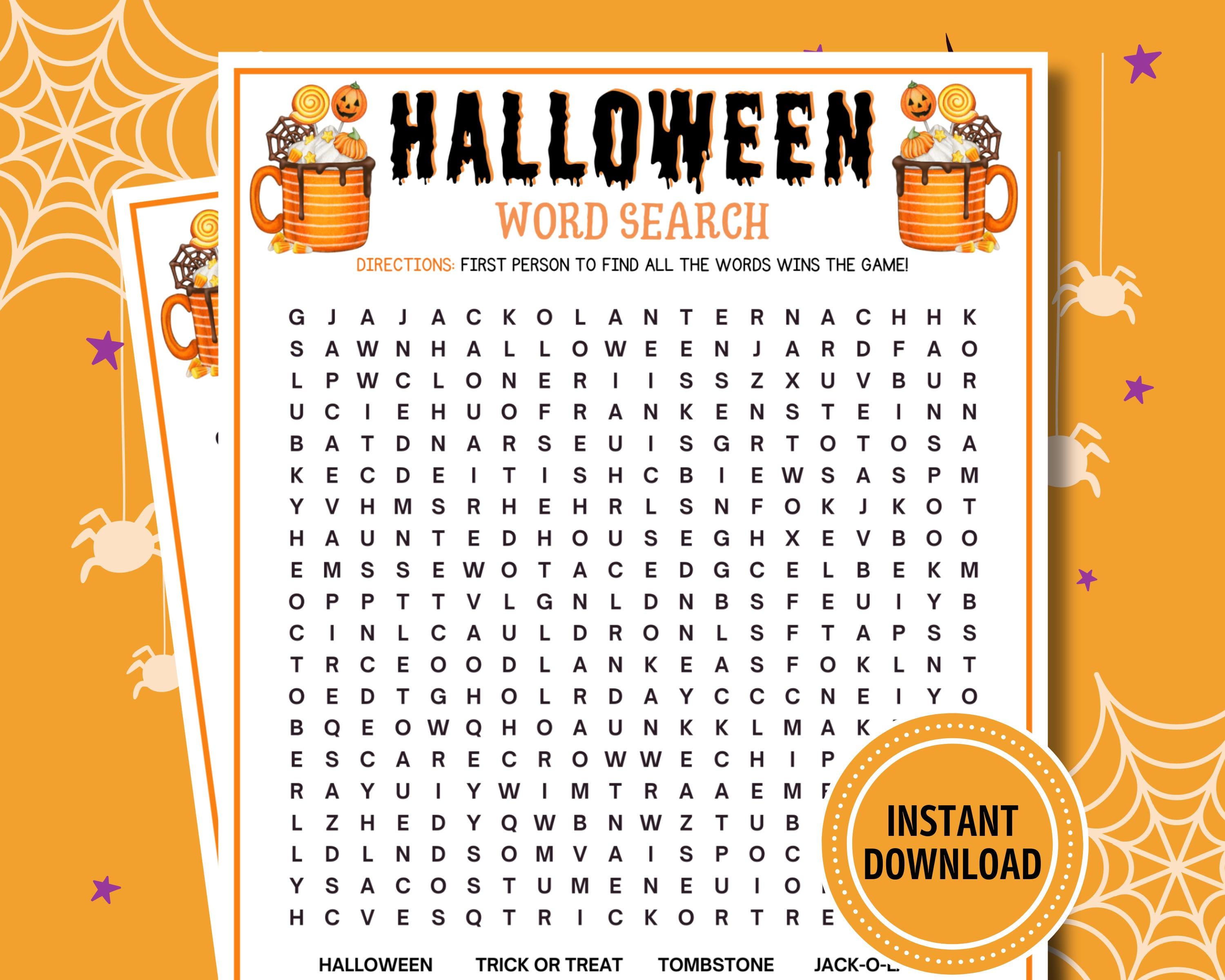 Halloween Word Search Game Printable Halloween Game Digital Download ...