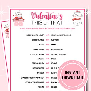 Valentine's This or That Game Printable Valentine Games Digital ...