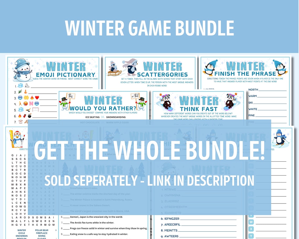 Winter Word Scramble Game: Printable Party Activity (digital Download ...