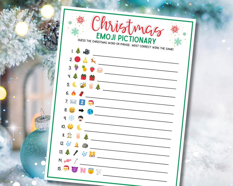 Christmas Emoji Pictionary Game: Printable Party Activity (digital ...