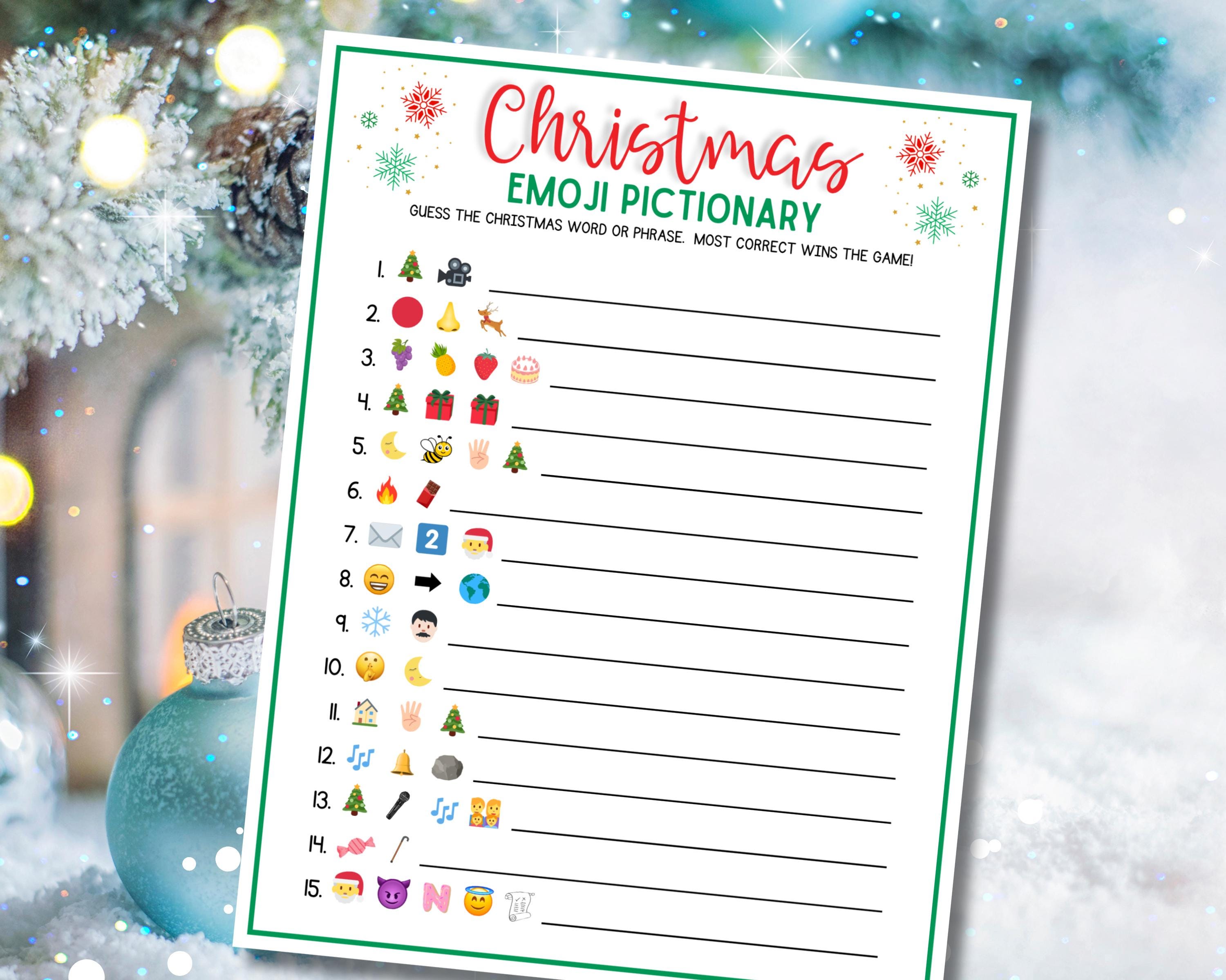 Christmas Emoji Pictionary Game | Printable Christmas Game Digital ...
