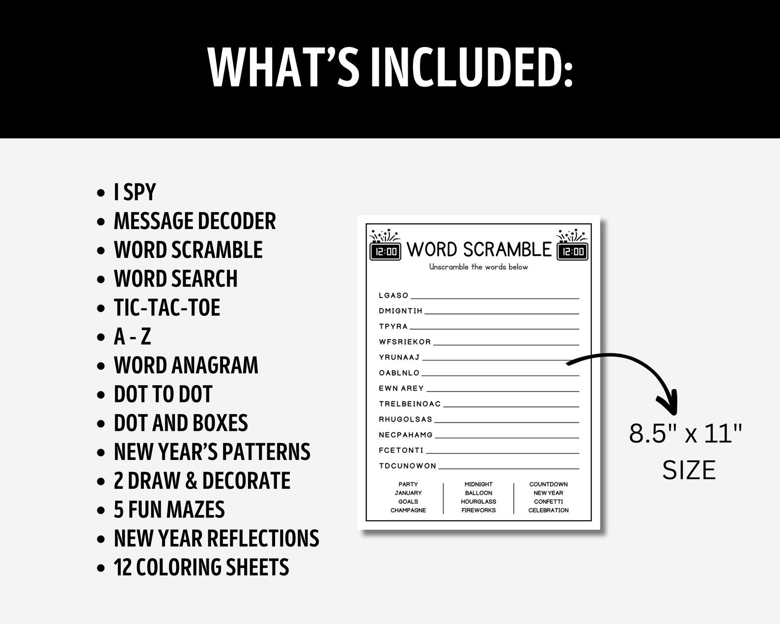 Kid New Years Activity 2025 | Printable New Year's Game | New Year's ...