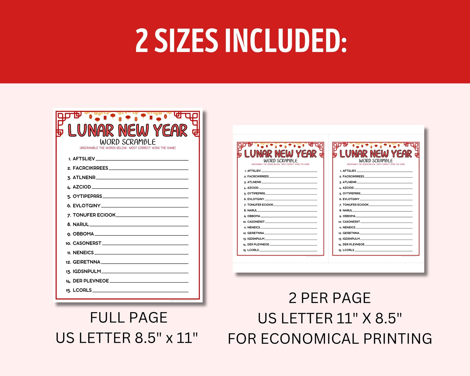 Lunar New Year Word Scramble Game | Printable Chinese New Year Game ...