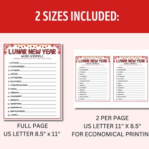 Lunar New Year Word Scramble Game: Printable Holiday Activity (digital ...