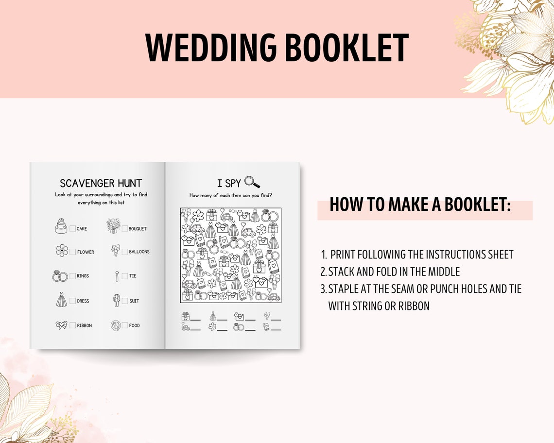 Personalized Kids Wedding Activity Printable Bundle Booklet Wedding ...